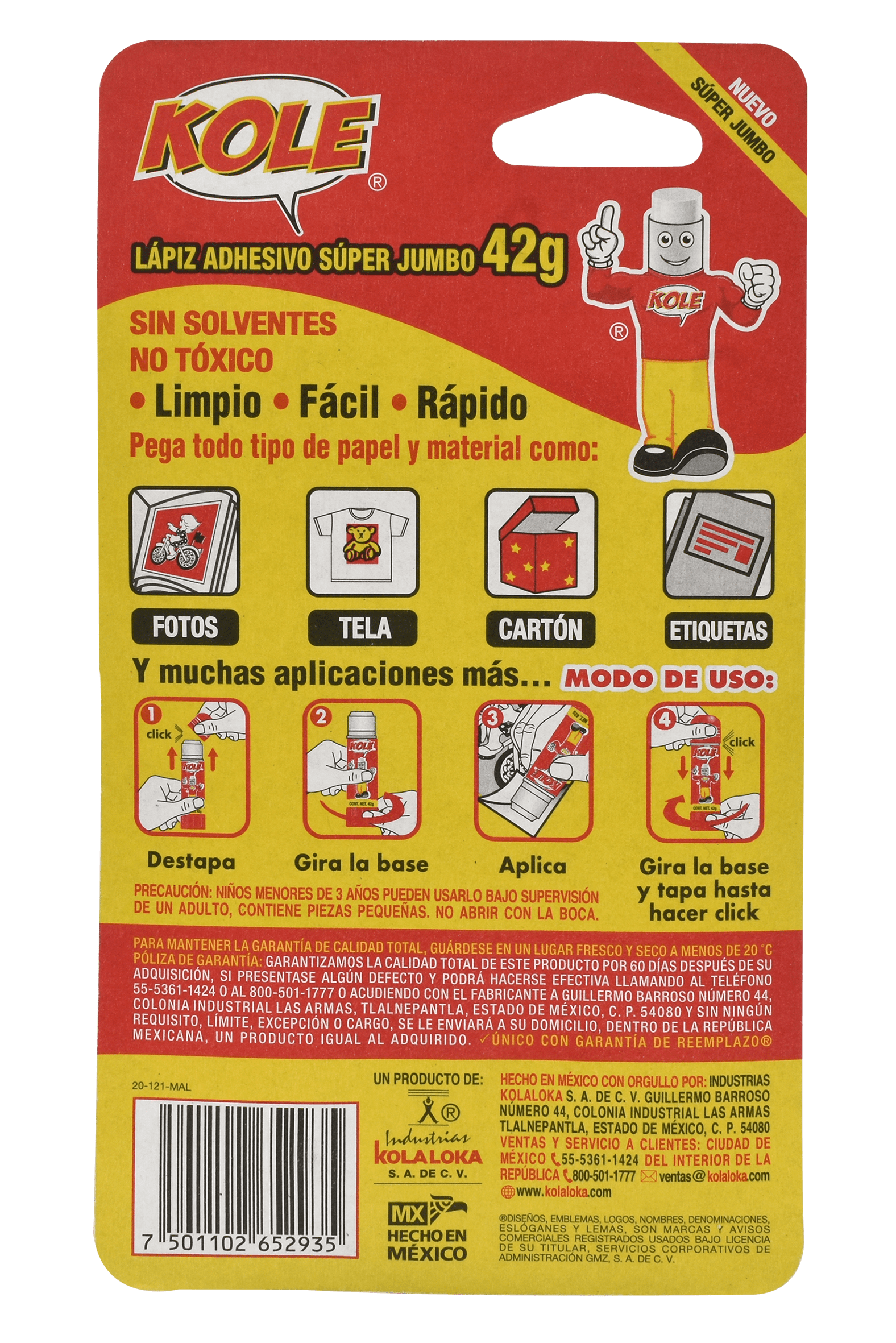 Industrias KolaLoka® | Kole ® Lápiz Adhesivo | Pegamento En Barra